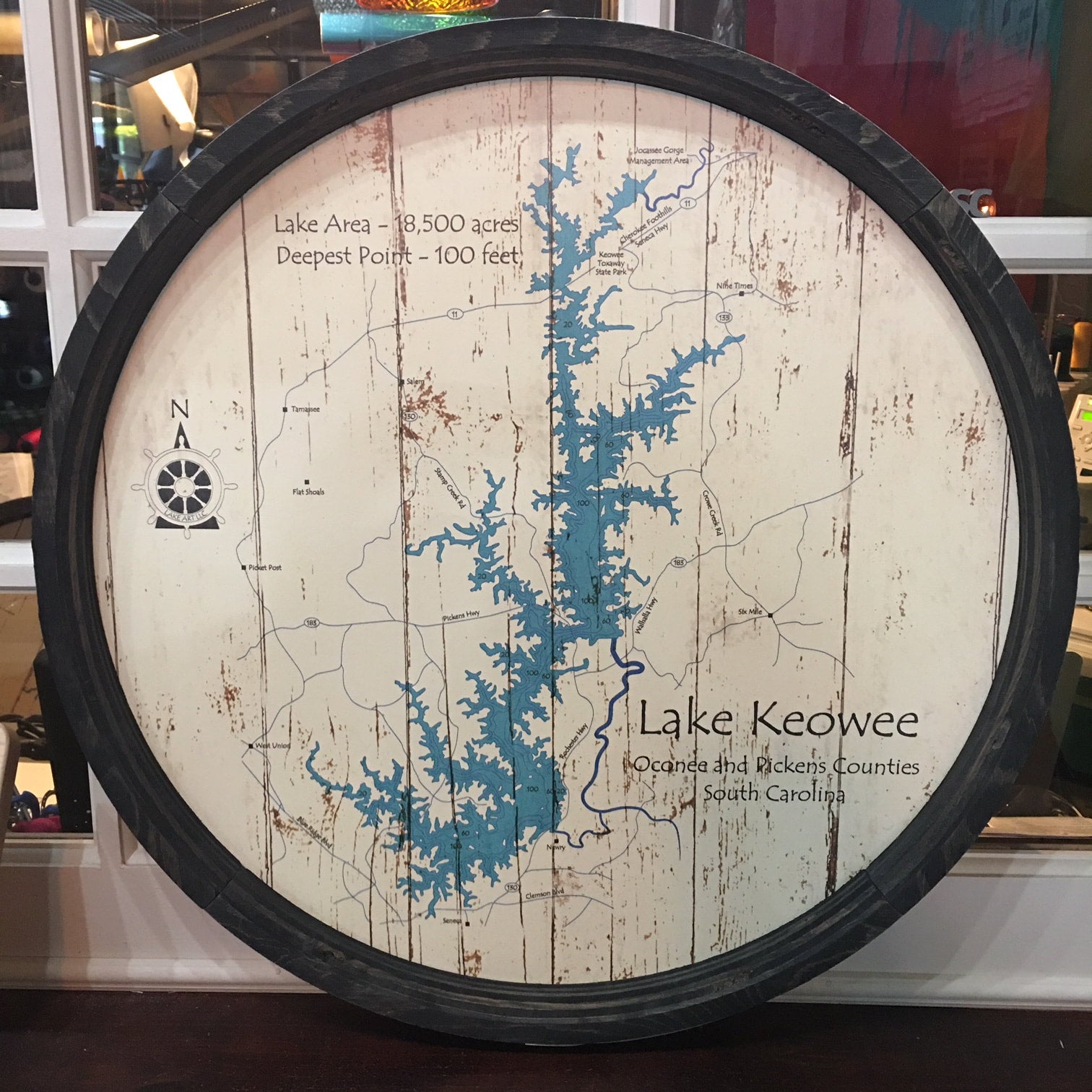 Barrel Art Sign 23"-Lake Keowee | Samantha Grace USA
